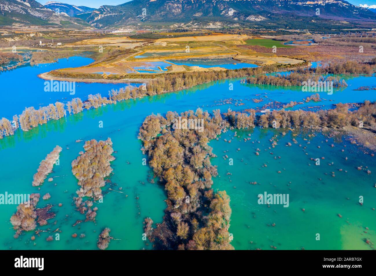 Aerial view of a reservoir with trees Stock Photo - Alamy