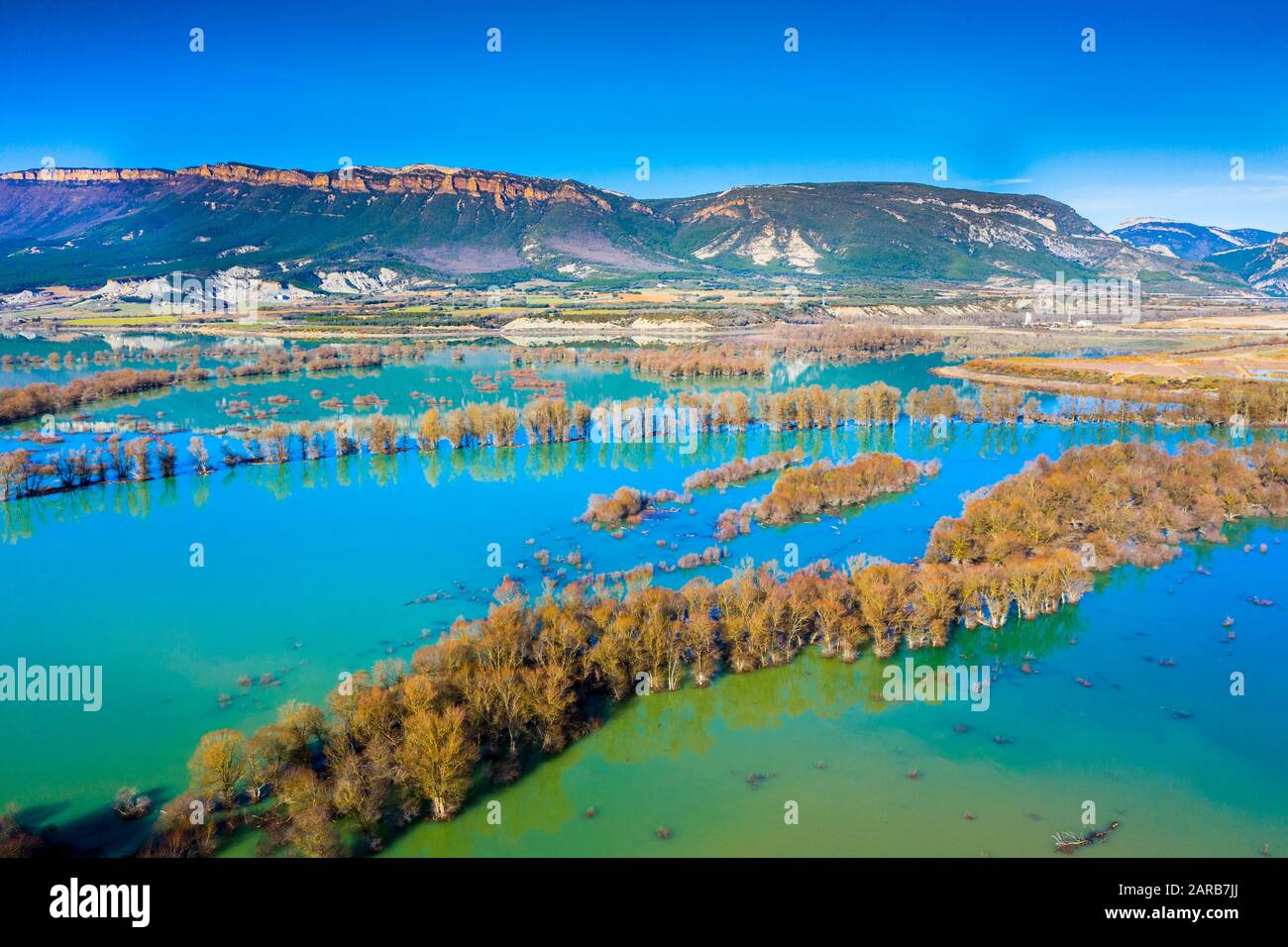 Aerial view of a reservoir with trees Stock Photo - Alamy