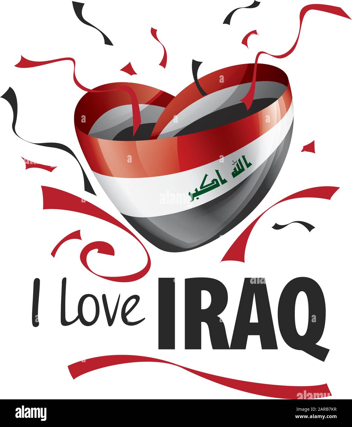 National flag of the Iraq in the shape of a heart and the inscription I ...