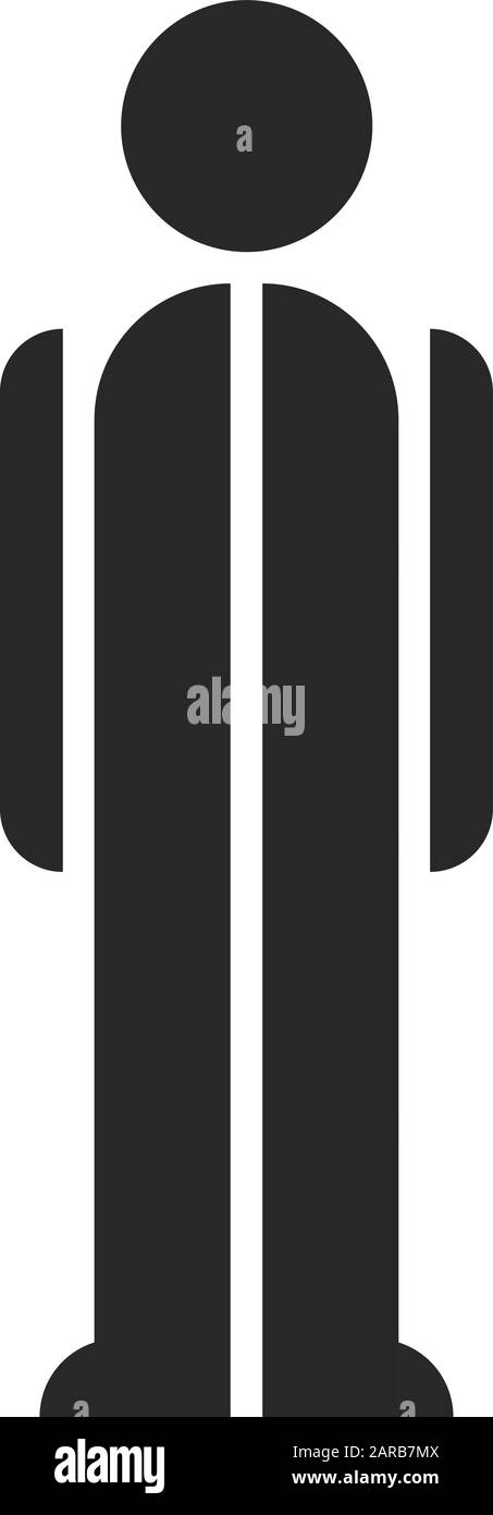 Very simple silhouette of a standing man. Element for signs, pictograms ...