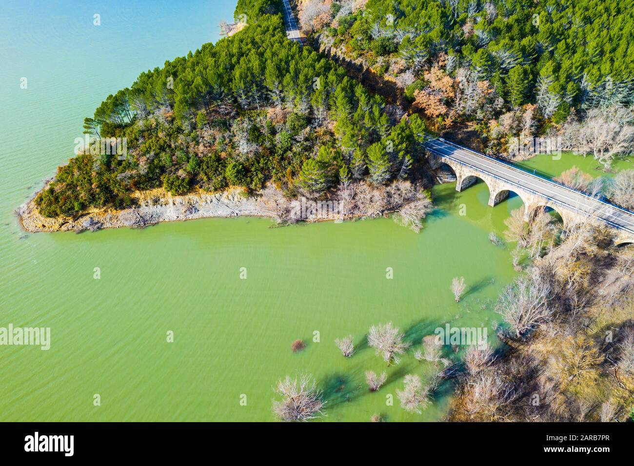 Aerial view of a reservoir Stock Photo - Alamy