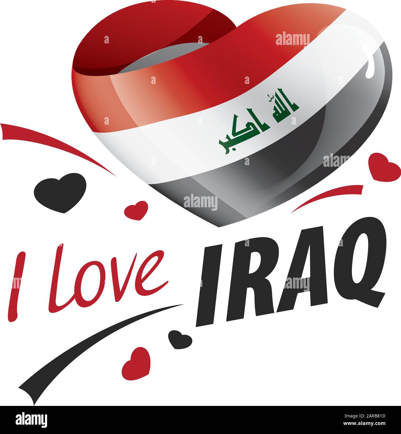 National flag of the Iraq in the shape of a heart and the inscription I ...