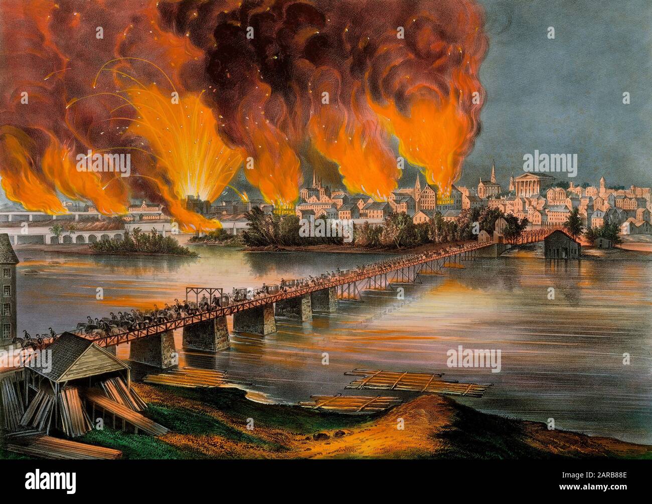 Engraving , The Fall of Richmond, Virginia, on the Night of April 2nd ...