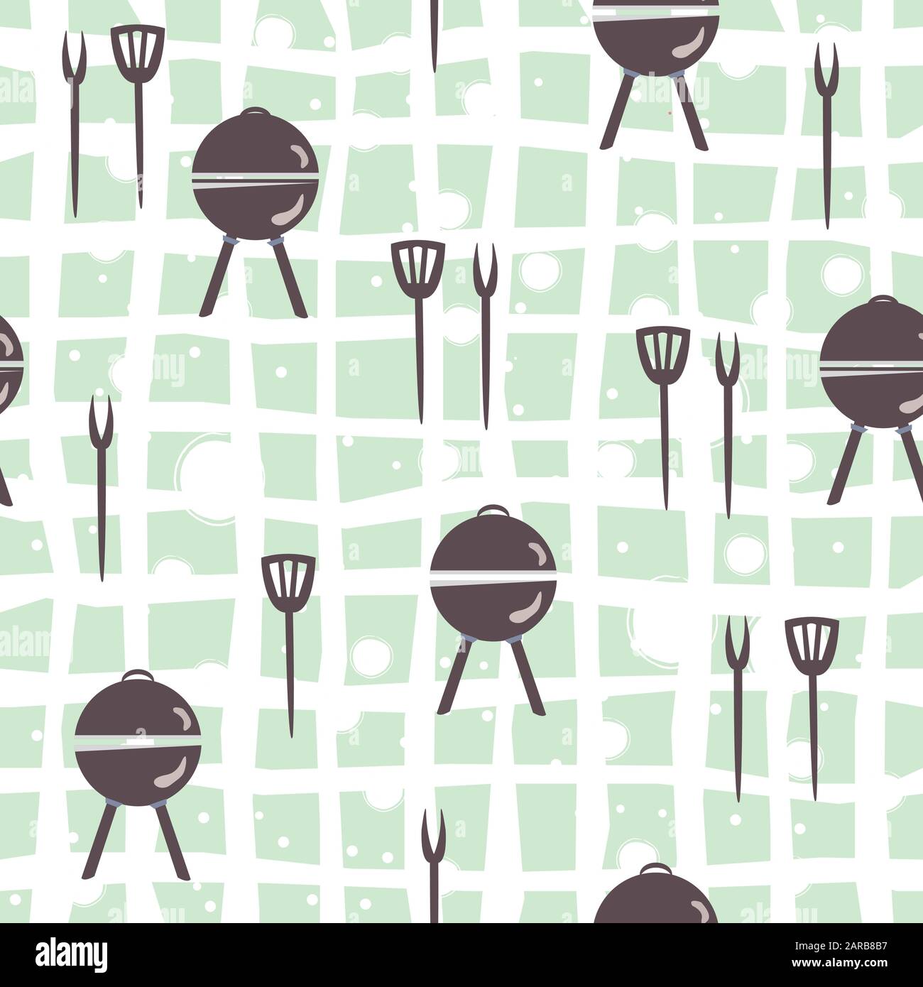 Seamless pattern with grill and kitchen utensils. Vector Illustration ...