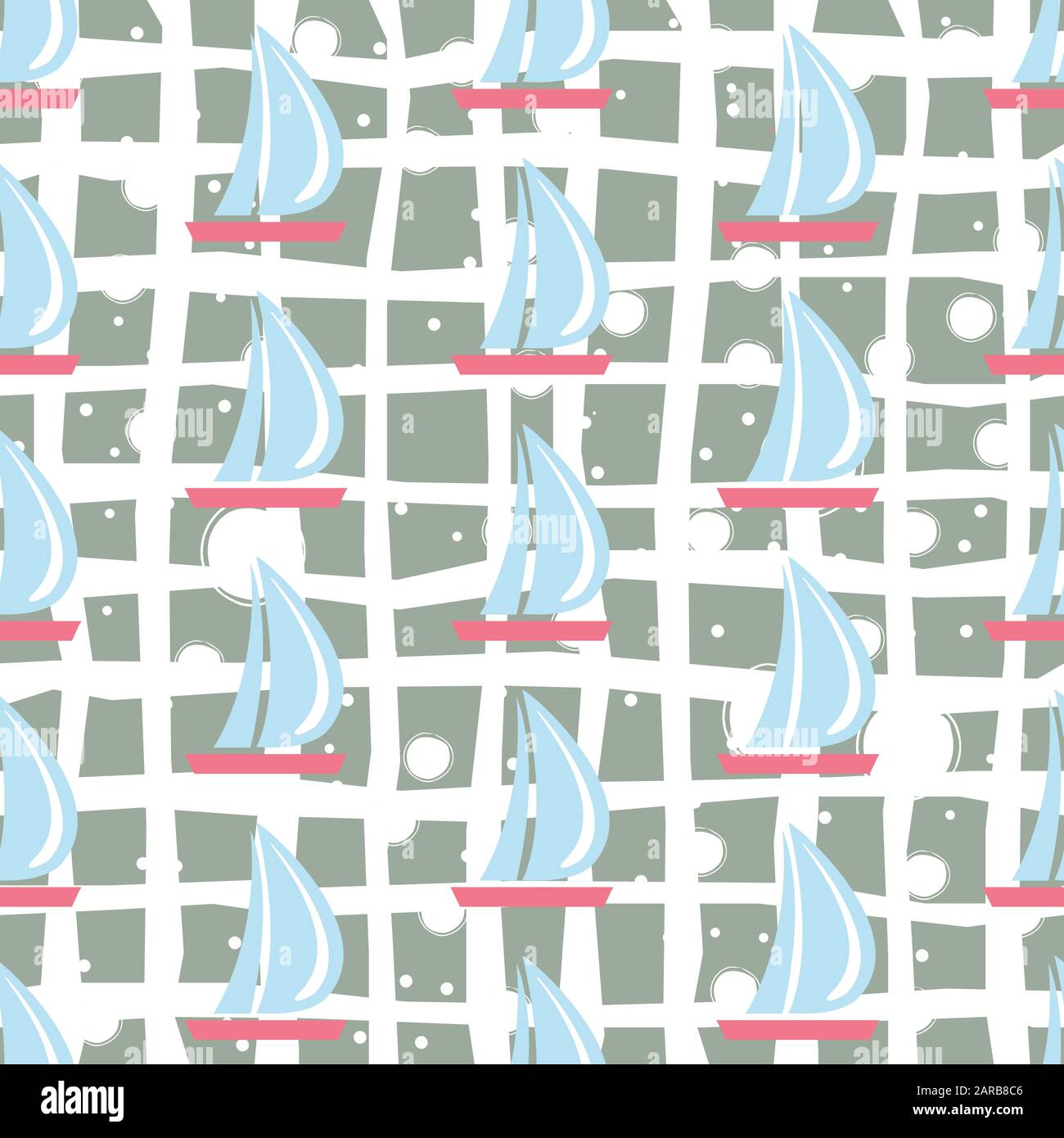 Seamless pattern with sail boats on white background.Great for wall art ...