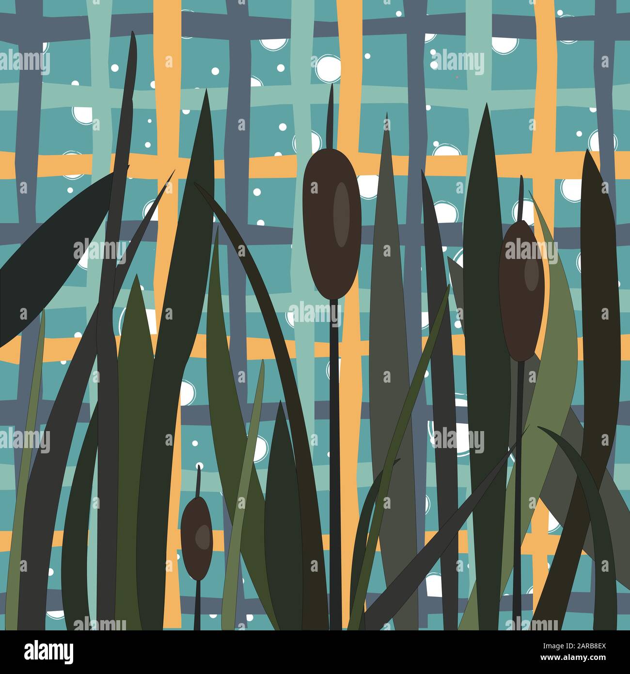 Bush of Swamp Reed on a Lake. vector Illustration Stock Vector Image ...