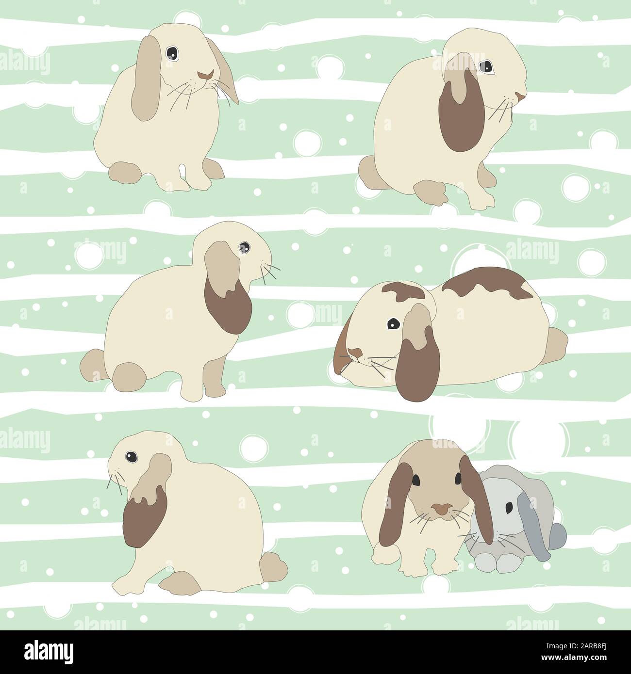 Set of cute funny bunnies. Cute hand drawn design. Bunny Set (one of ...