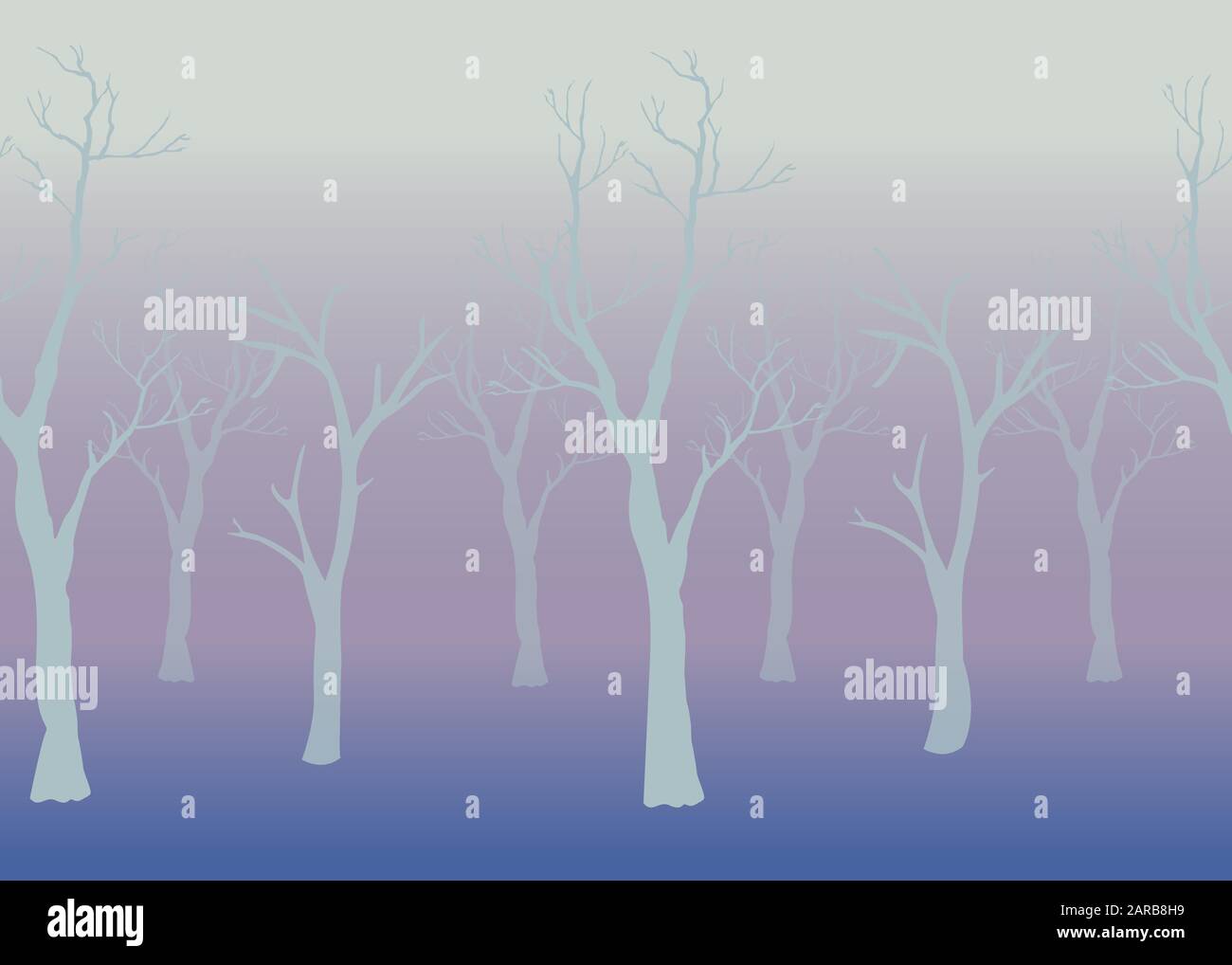 Trees in foggy landscape Stock Vector Images - Alamy