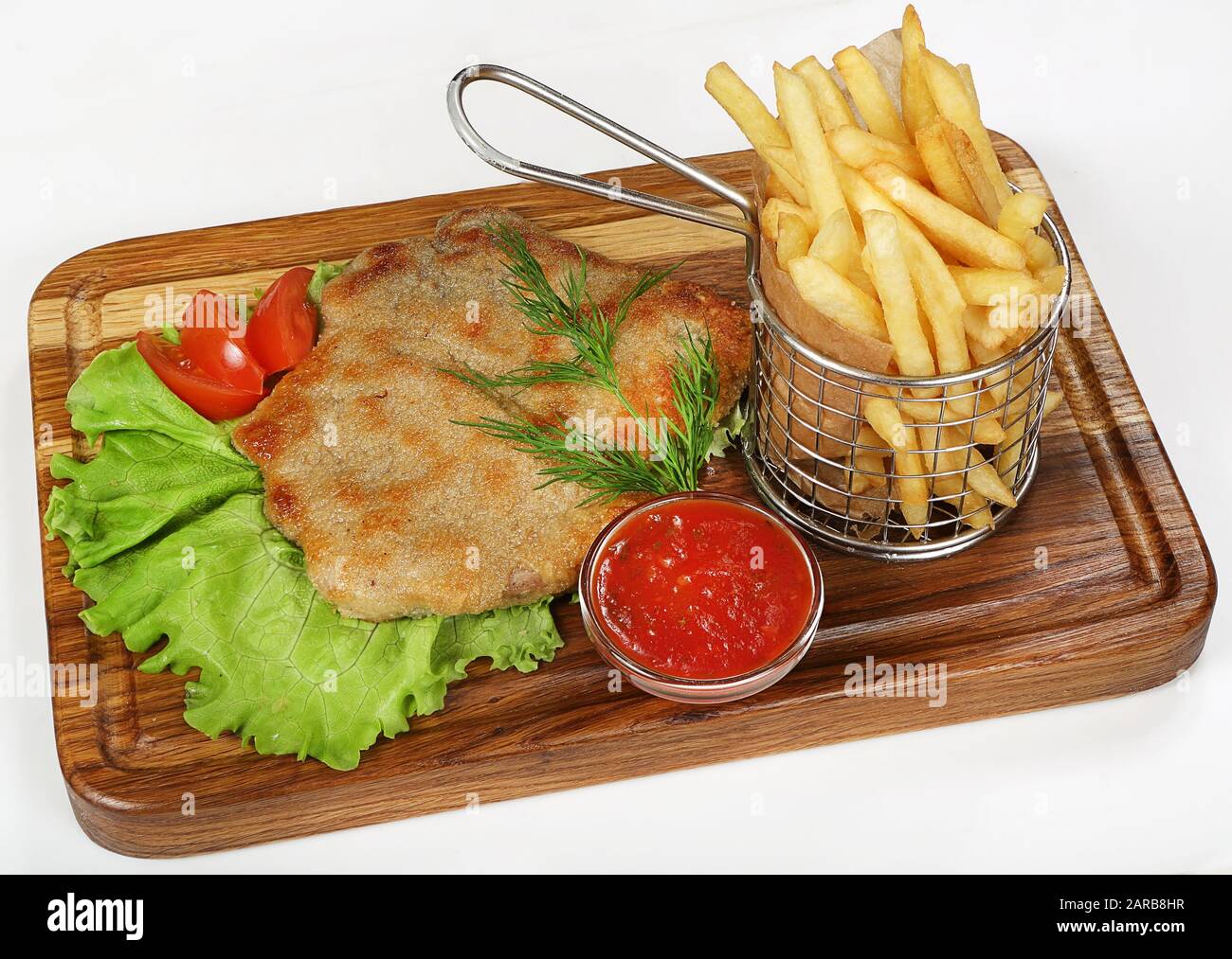 Schnitzel - pork tenderloin, breaded in flour and egg with a Golden ...