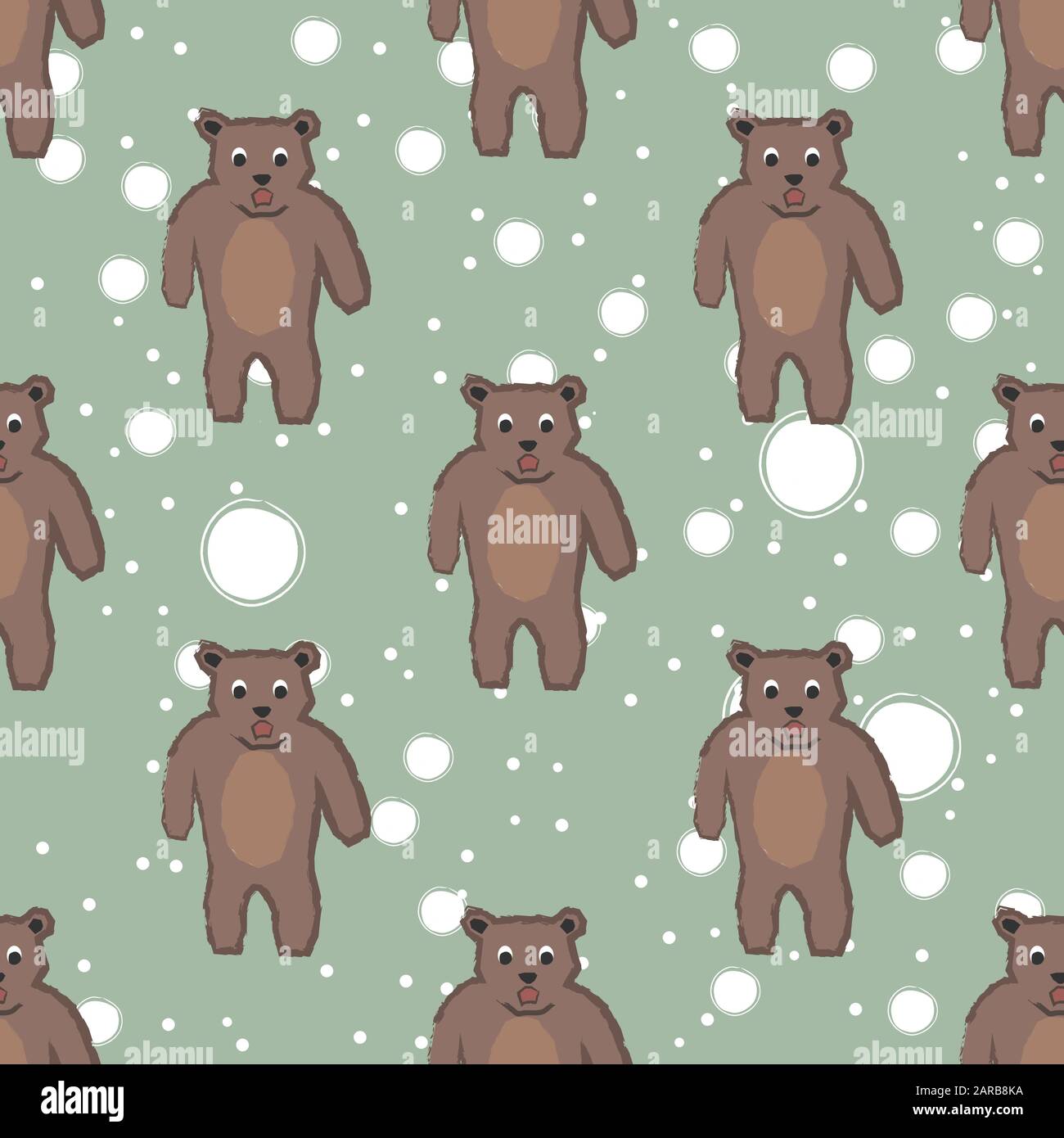 Seamless childish pattern with funny character of bear. Repeating ...