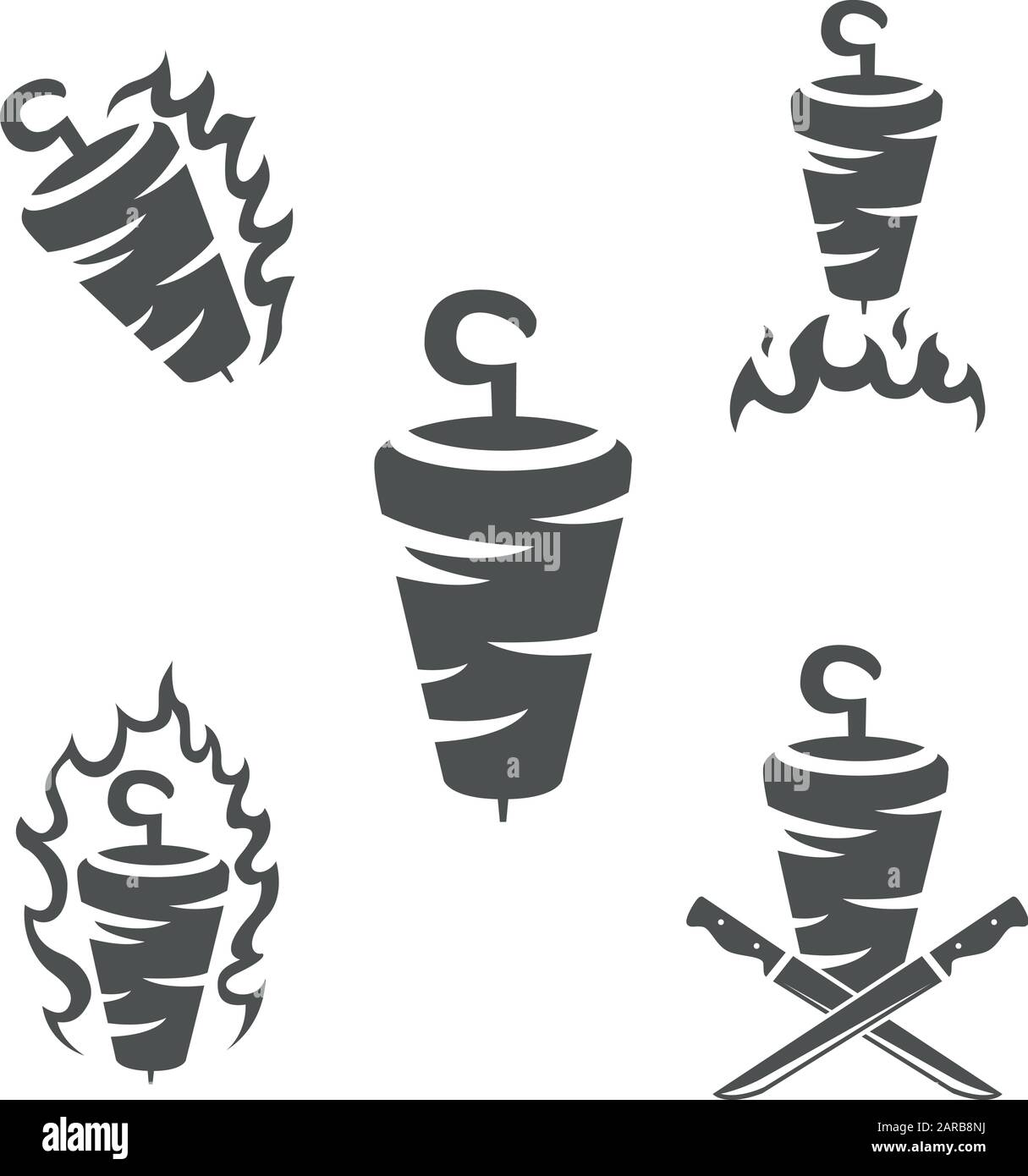 Vector Grey Kebab Icons Set on White Background Stock Vector Image ...