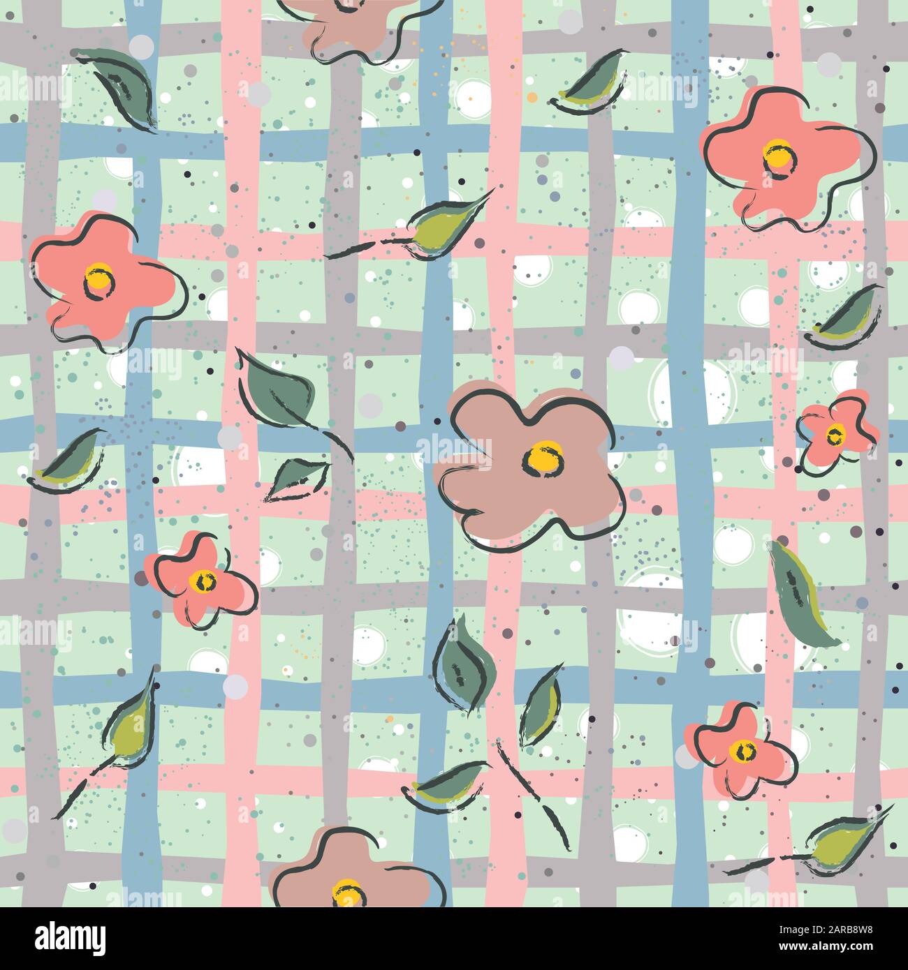 Hand Drawn Seamless Pattern with plants and berries. Artistic Creative ...