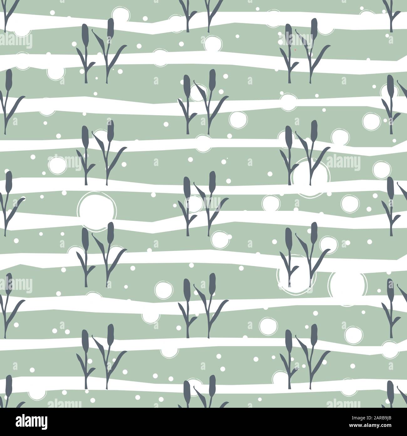 Seamless Pattern with dark silhouette of reed on white background ...