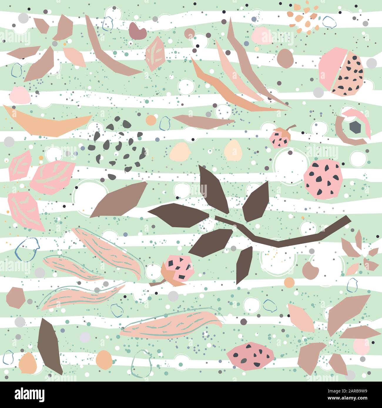 Seamless delicate floral pattern on dotted background. Repeating plant ...