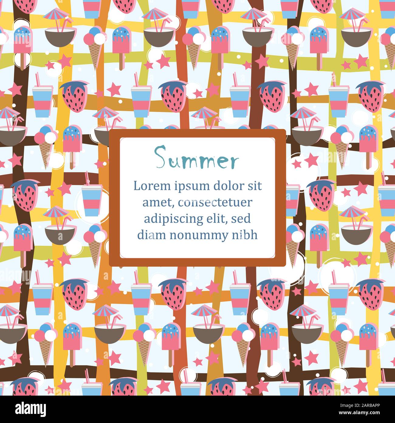 Cute Summer Pattern with Text and summer elements like watermelon ...