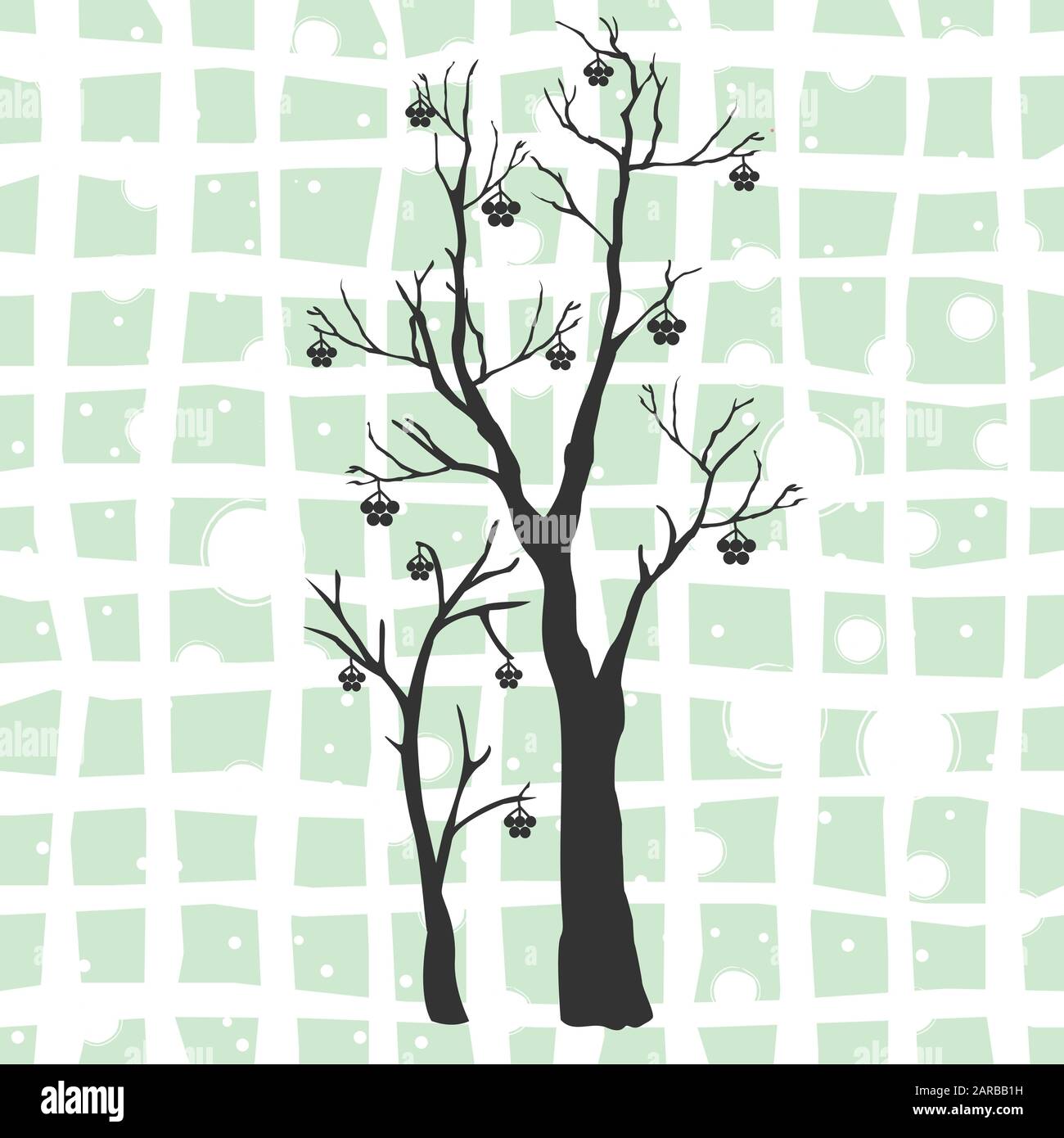 Silhouette of a rowan tree with berries. Rowan Icon Vector Illustration ...