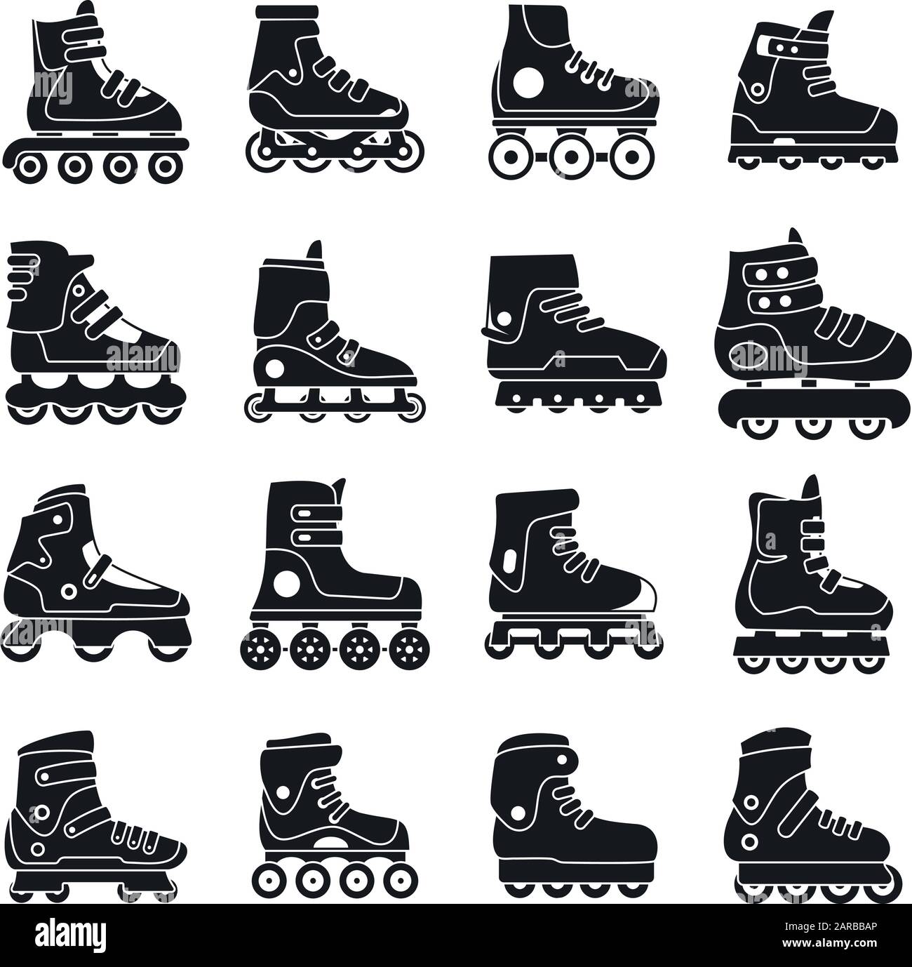 Fitness inline skates icons set. Simple set of fitness inline skates ...