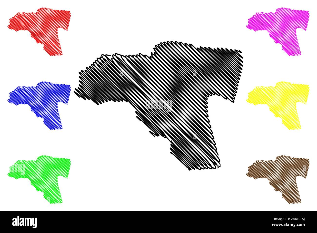 Cornwall County (Counties of Jamaica) map vector illustration, scribble sketch Cornwall map ...