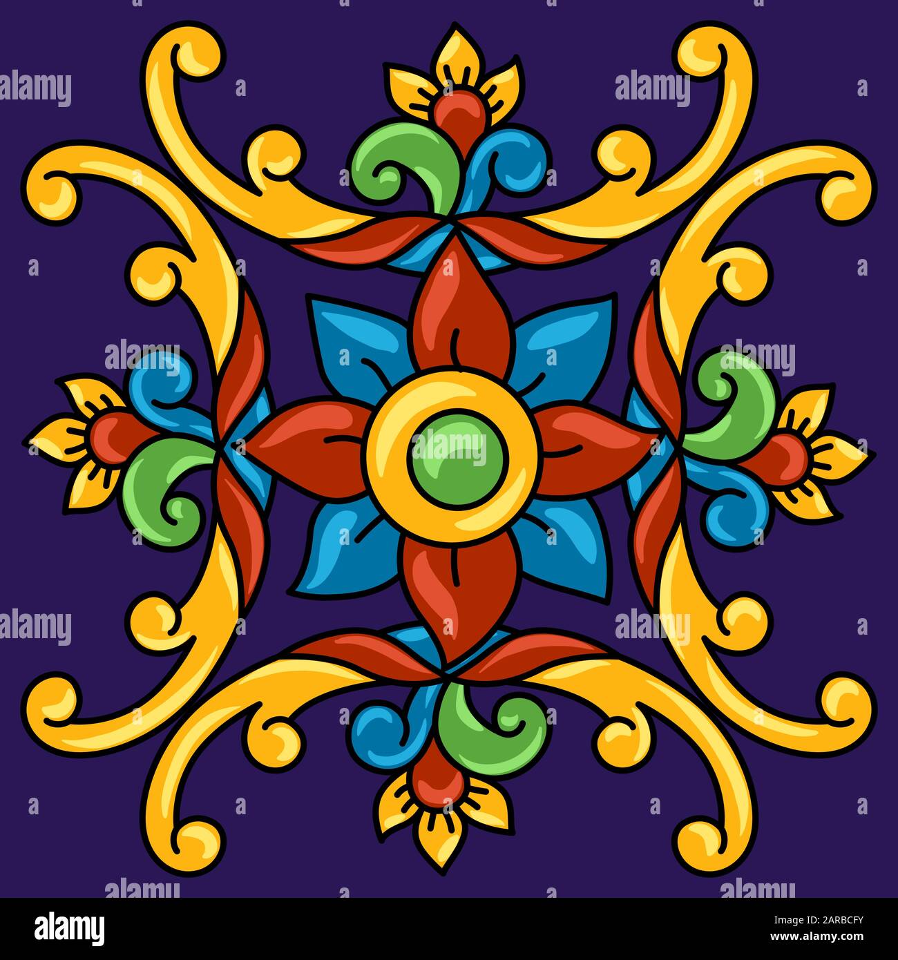 Mexican talavera ceramic tile pattern. Decoration with ornamental ...