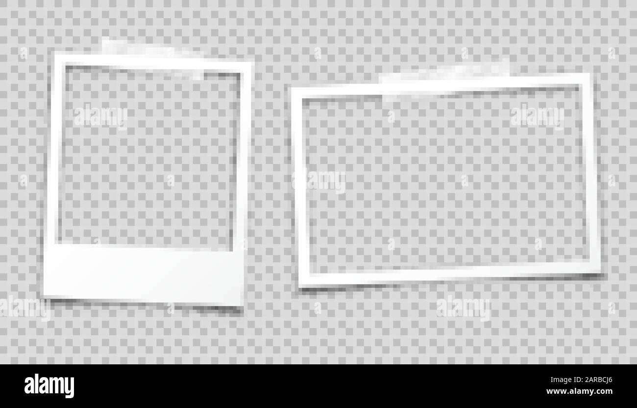 Realistic empty photo card frame, film set. Retro vintage photograph ...