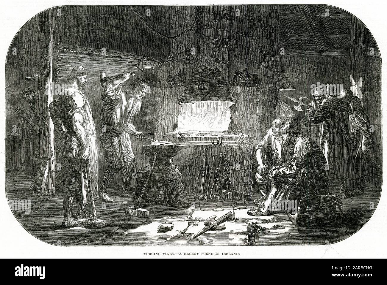 Forging pikes in Ireland 1848 Stock Photo - Alamy