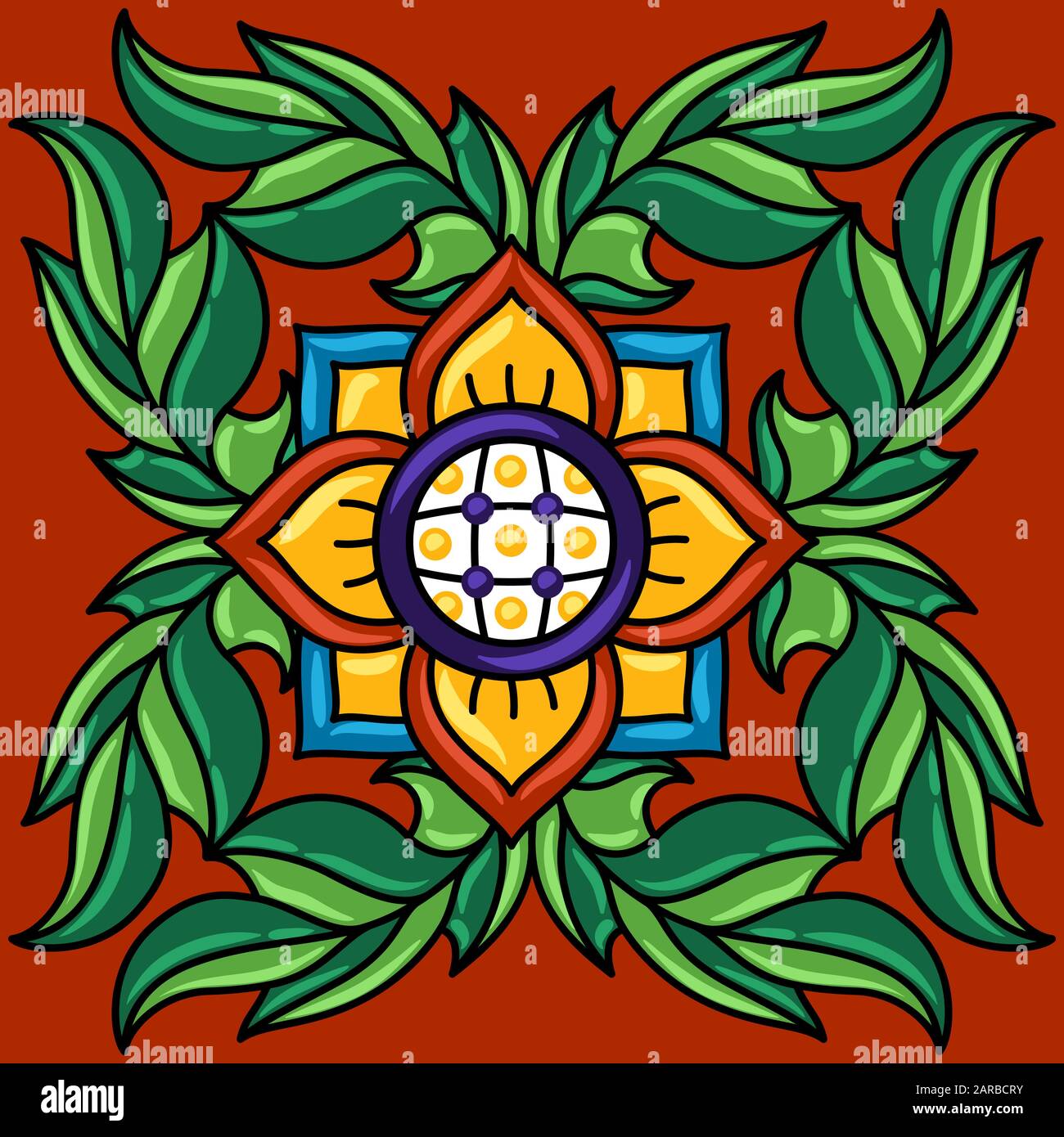 Mexican talavera ceramic tile pattern. Decoration with ornamental ...
