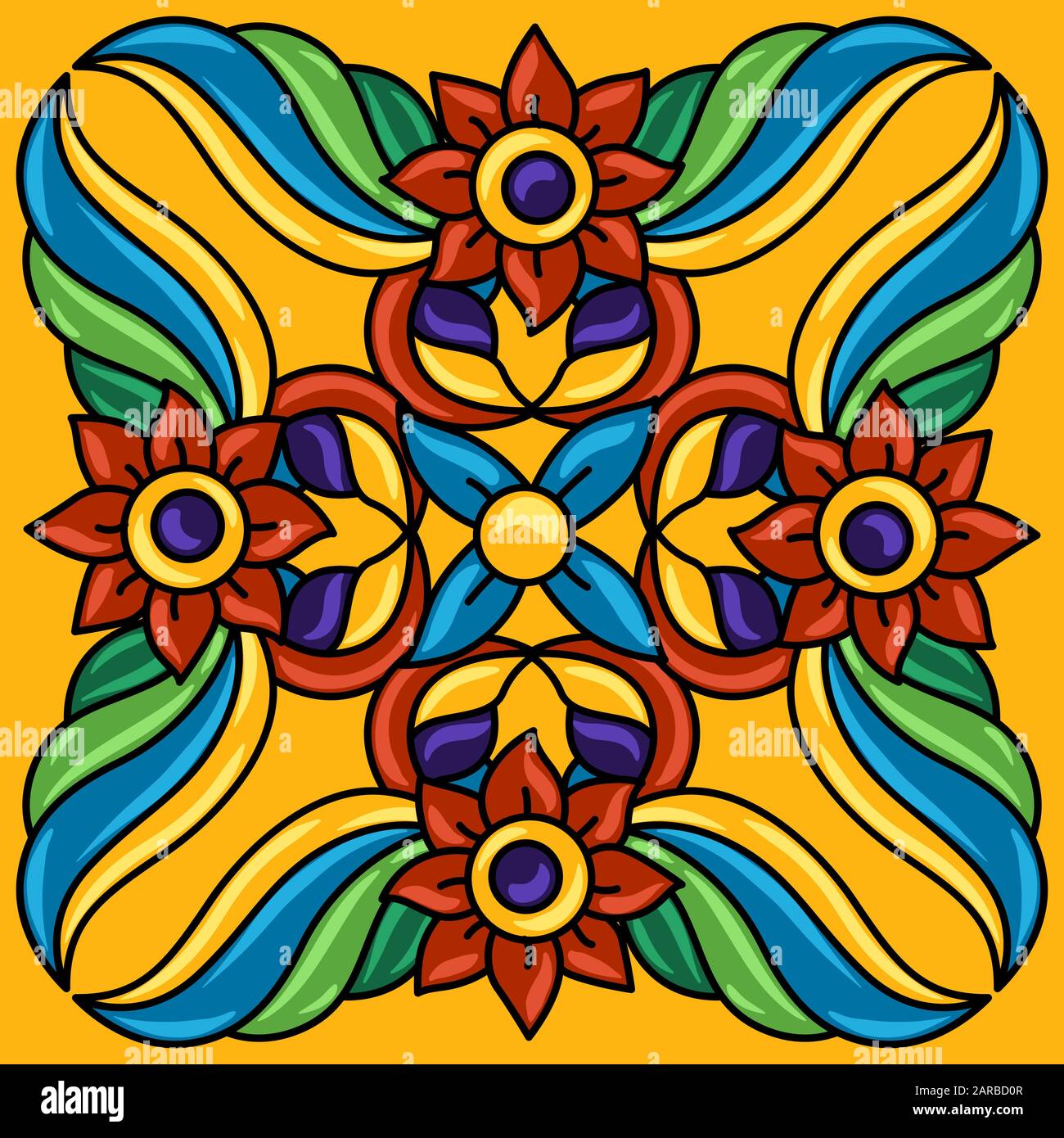 Mexican talavera ceramic tile pattern. Decoration with ornamental ...