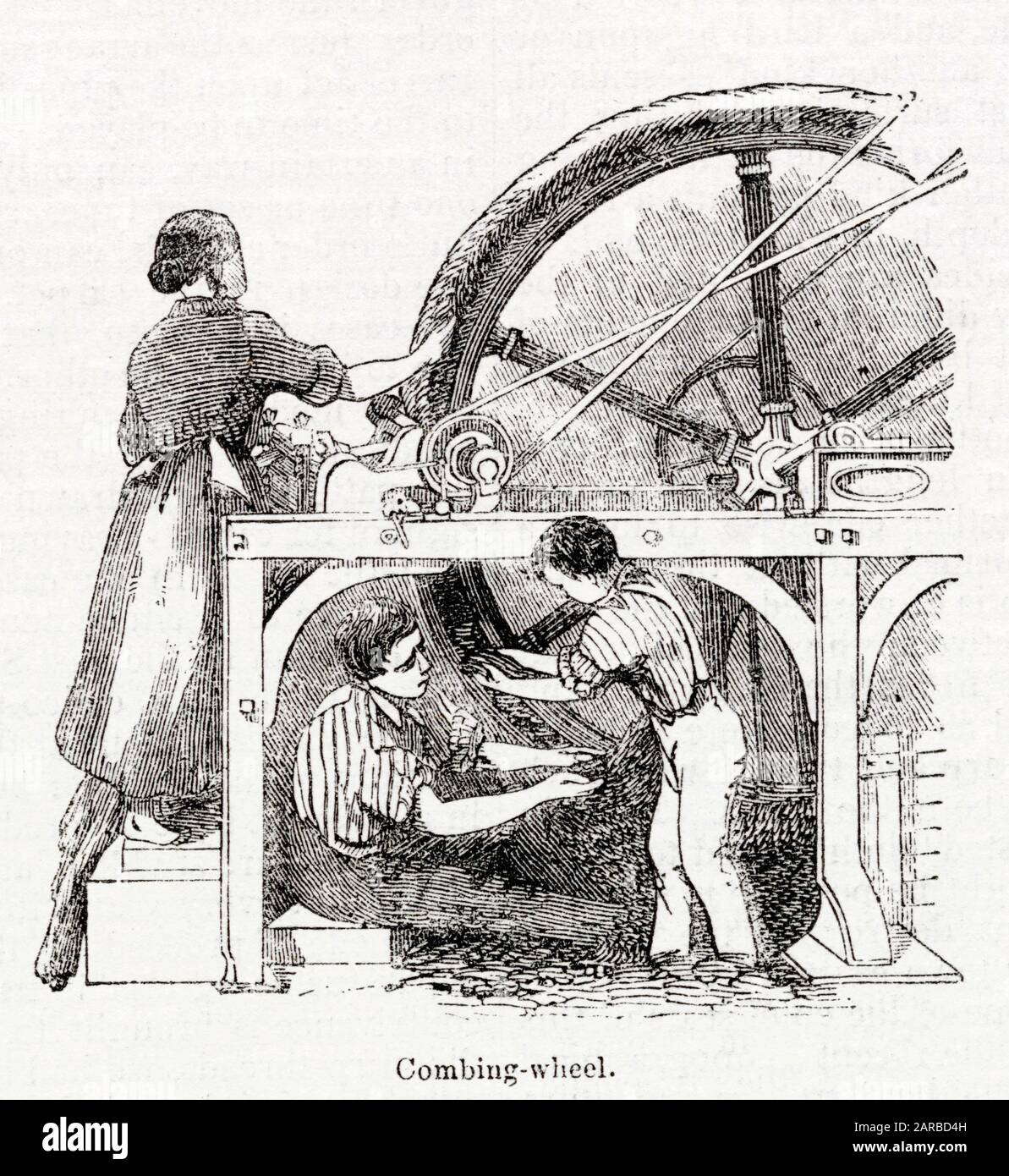 Combing wheel in a Glasgow carpet factory Stock Photo - Alamy