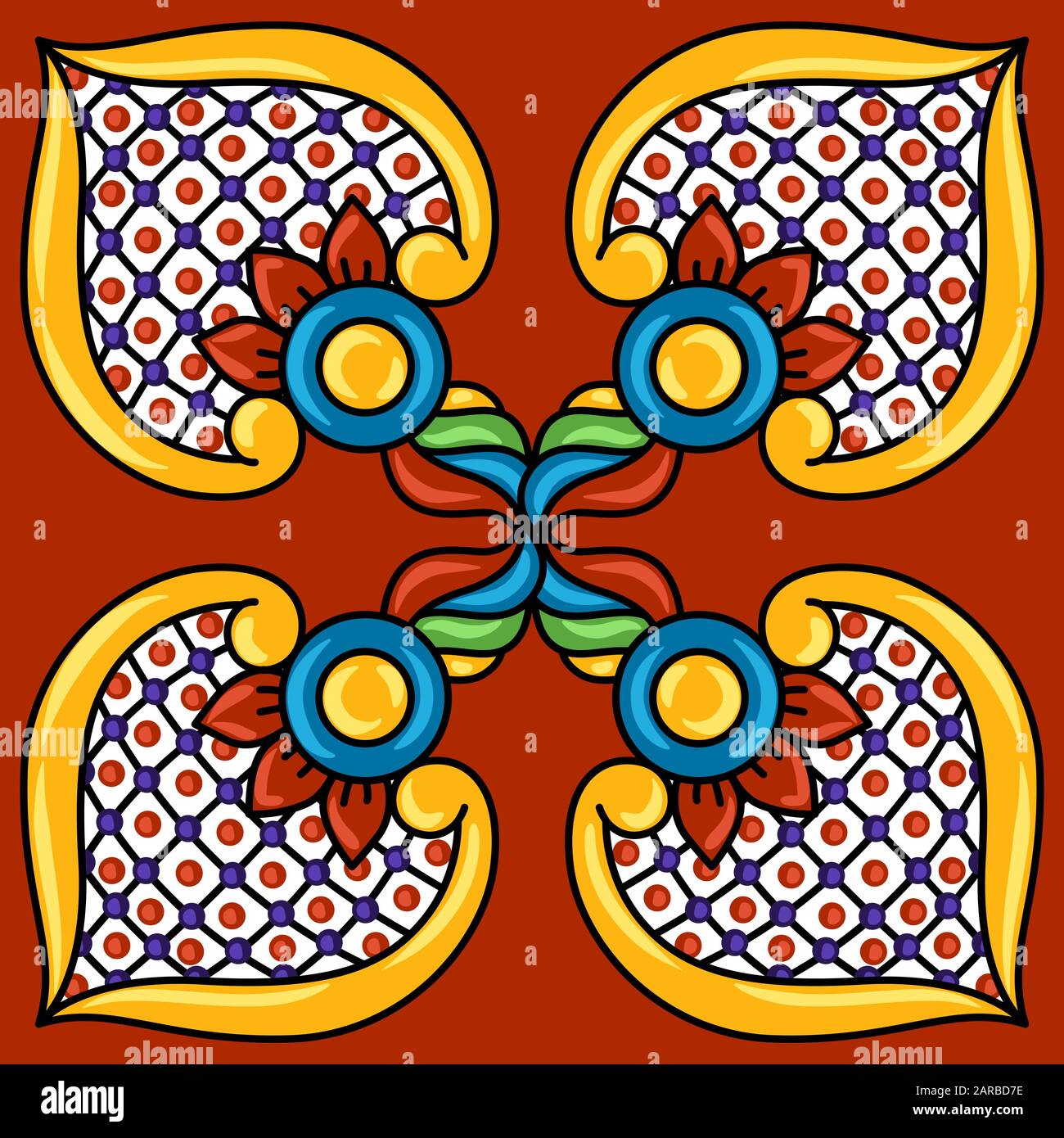 Mexican talavera ceramic tile pattern. Decoration with ornamental ...