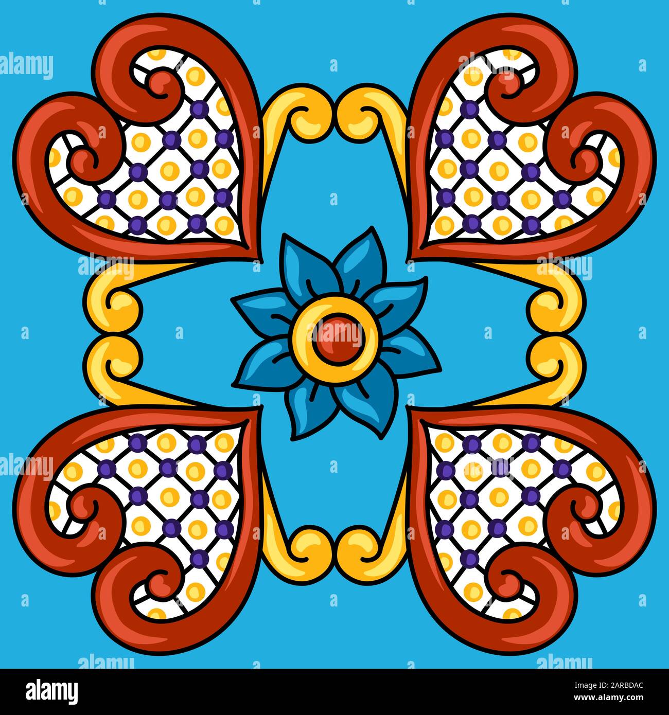 Mexican talavera ceramic tile pattern. Decoration with ornamental ...