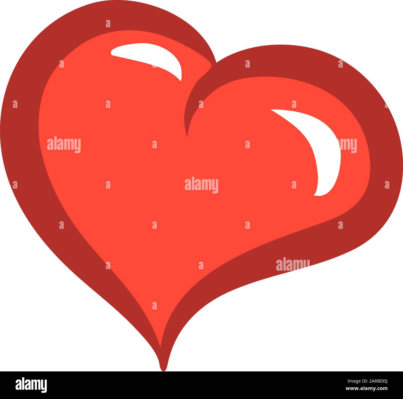 Symbolic love heart in cartoon style. Vector isolated illustration ...