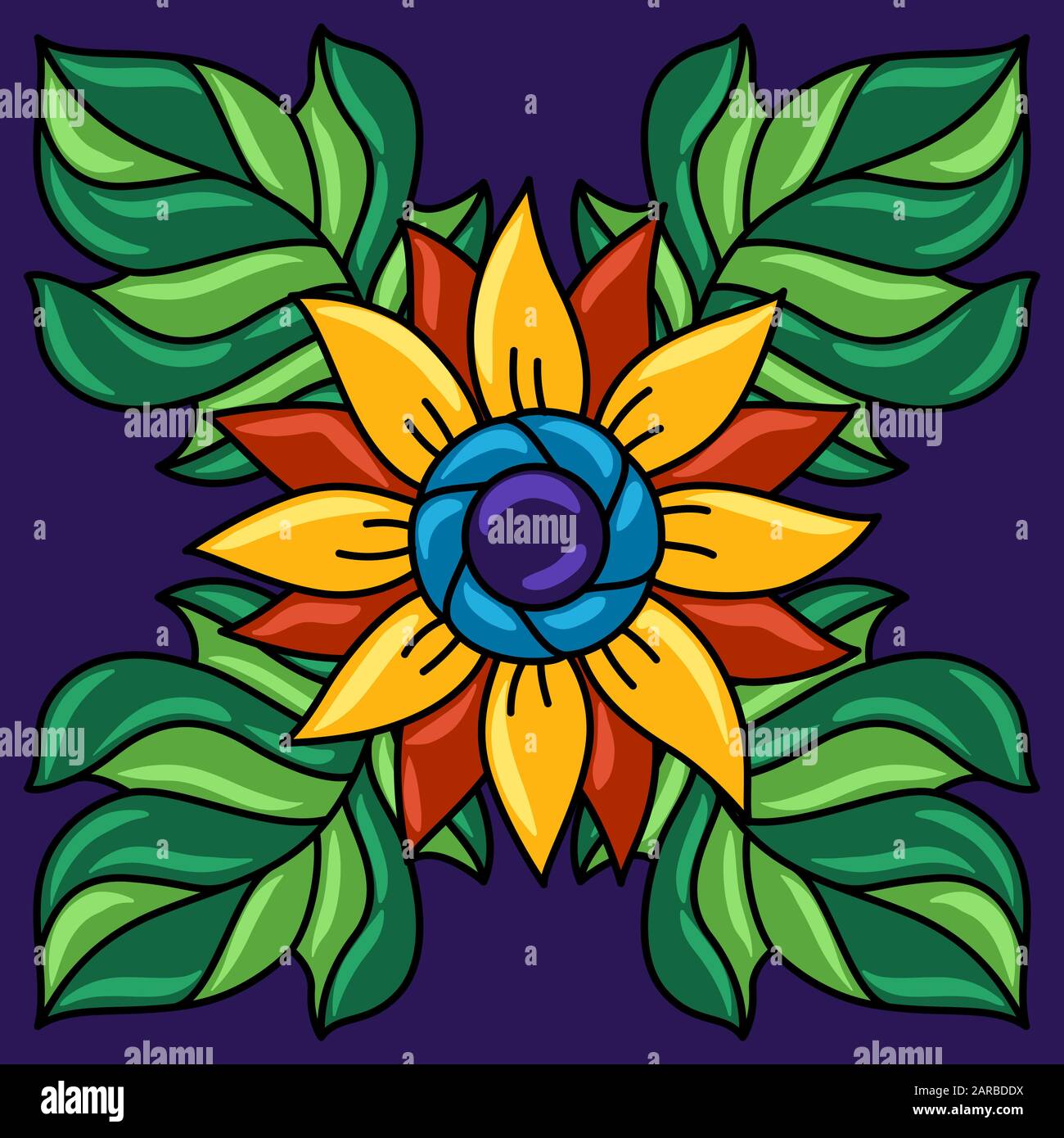 Mexican talavera ceramic tile pattern. Decoration with ornamental ...