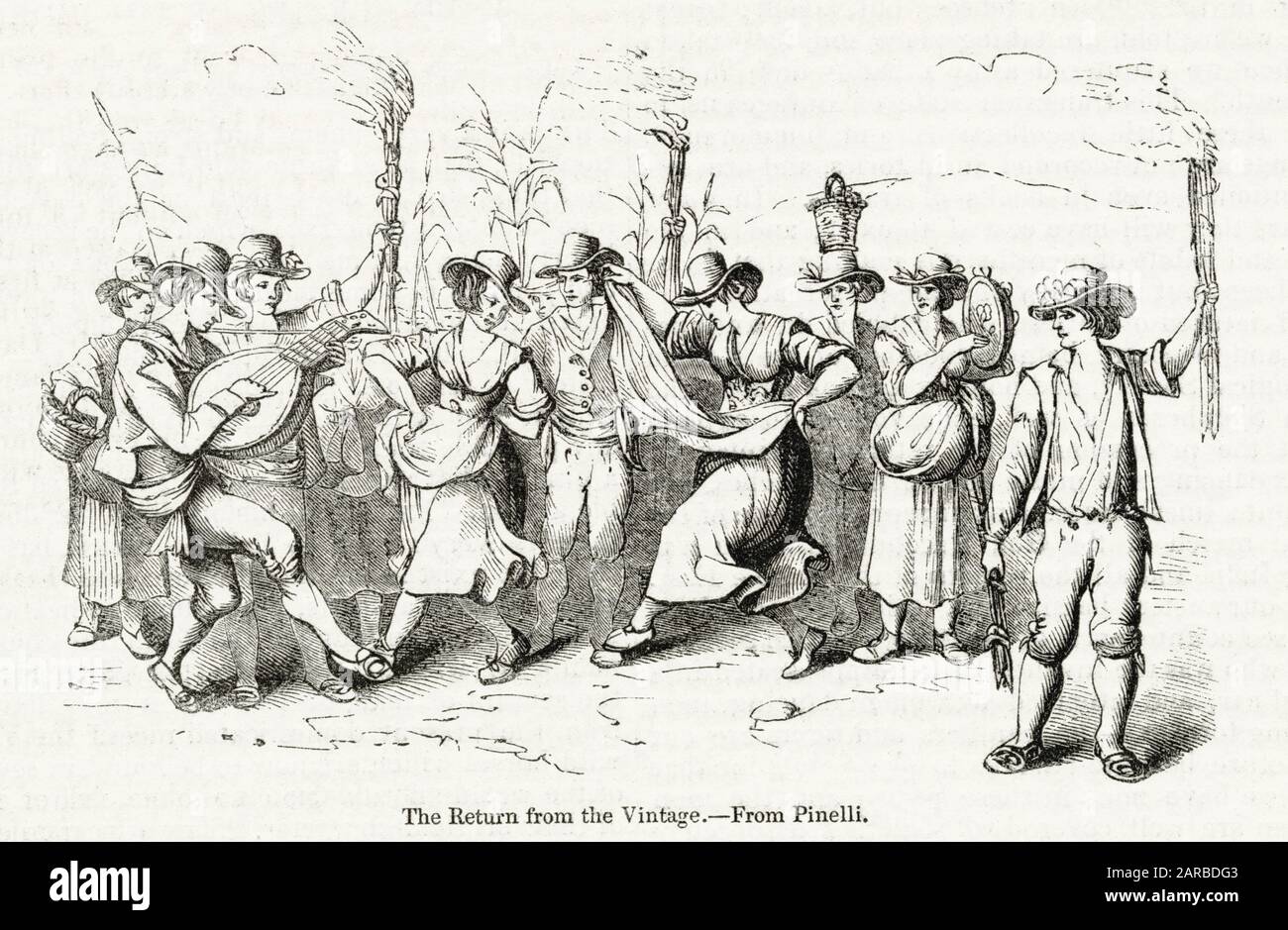 Country people dancing on return from the vintage, Italy Stock Photo ...