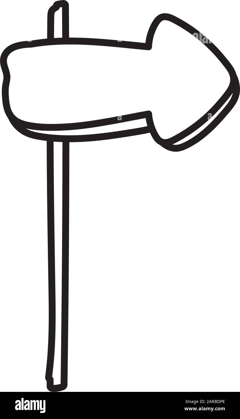 wooden arrow guide direction on stick vector illustration thick line ...