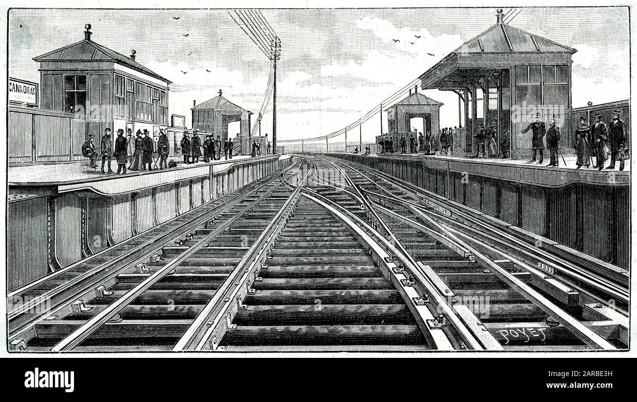 A station (probably Canada Dock) on the Overhead Electric Railway Line ...