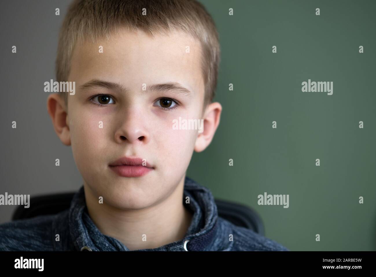 Closeup portrait of a serious child school boy Stock Photo - Alamy