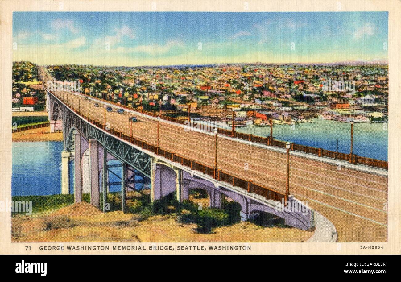 The George Washington Memorial Bridge, Seattle, Washington, USA Stock ...