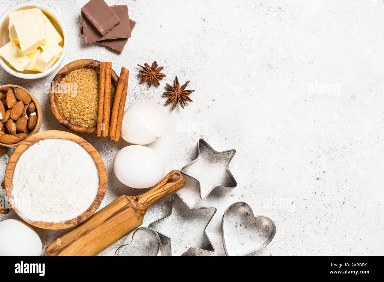 Ingredients for cooking baking top view on white Stock Photo - Alamy