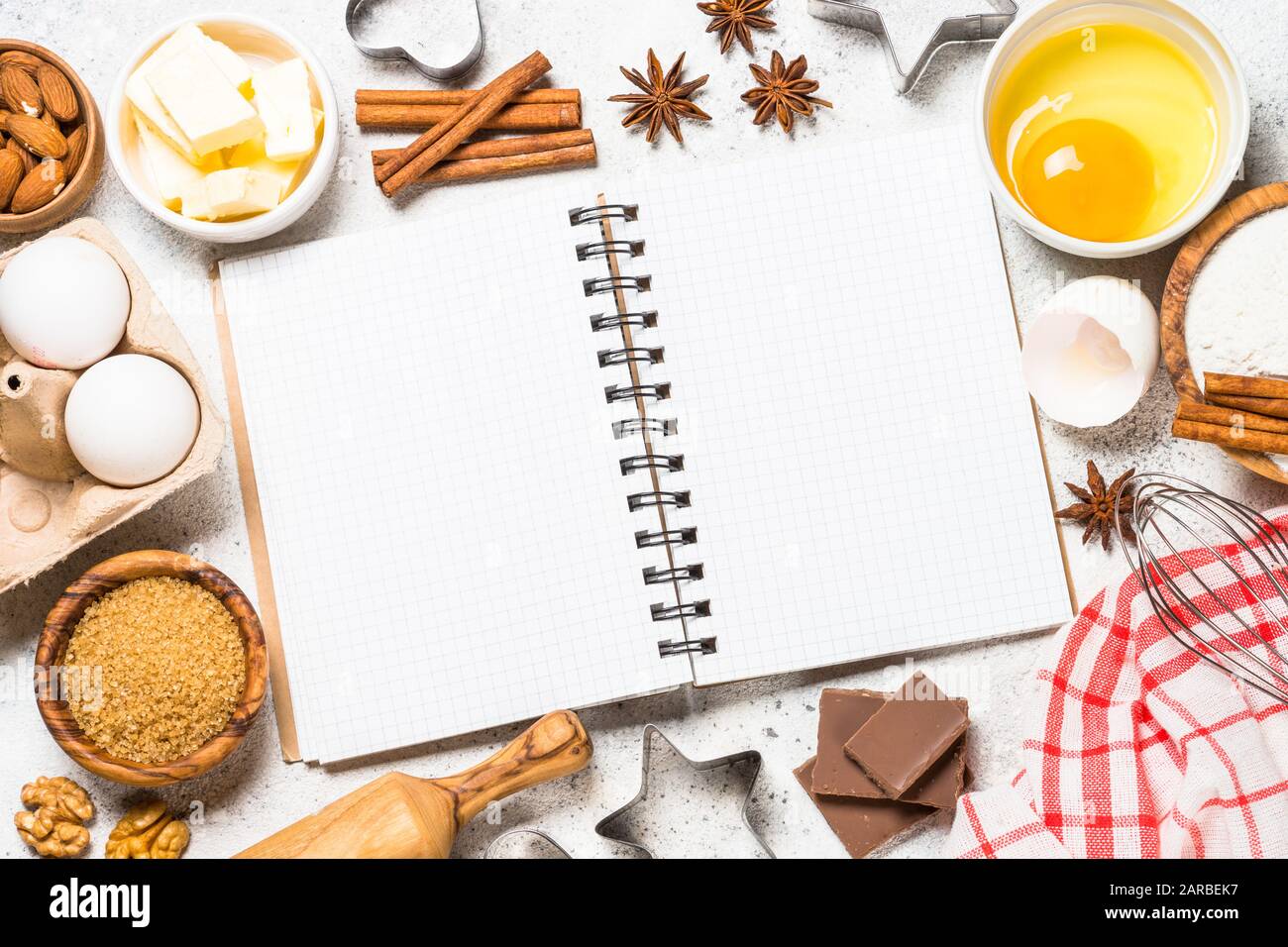 Ingredients for cooking baking top view on white Stock Photo - Alamy
