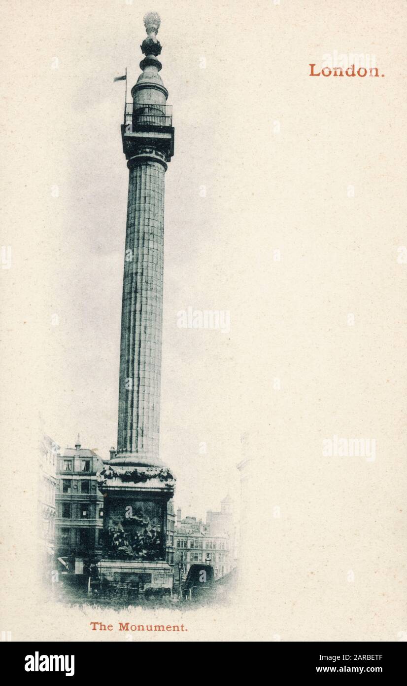 London - The Monument (to the Great Fire of London designed by Robert ...