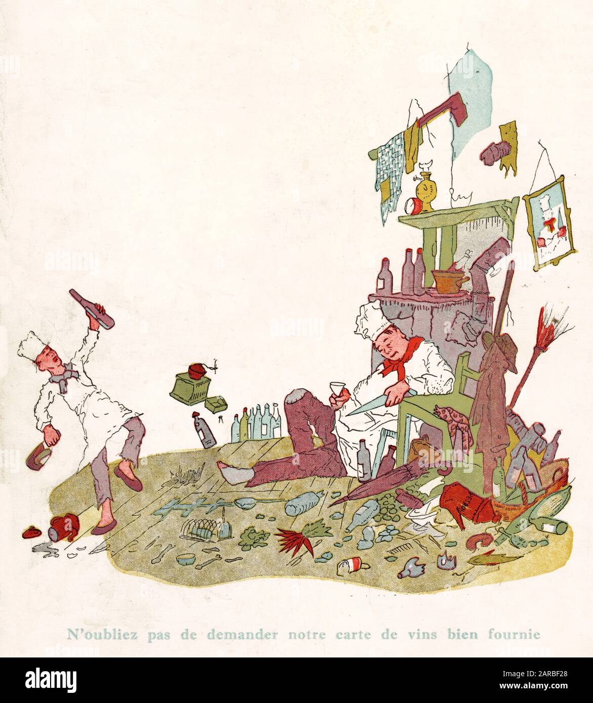 Back cover, menu card, Princes Restaurant, Singapore, showing a chef ...