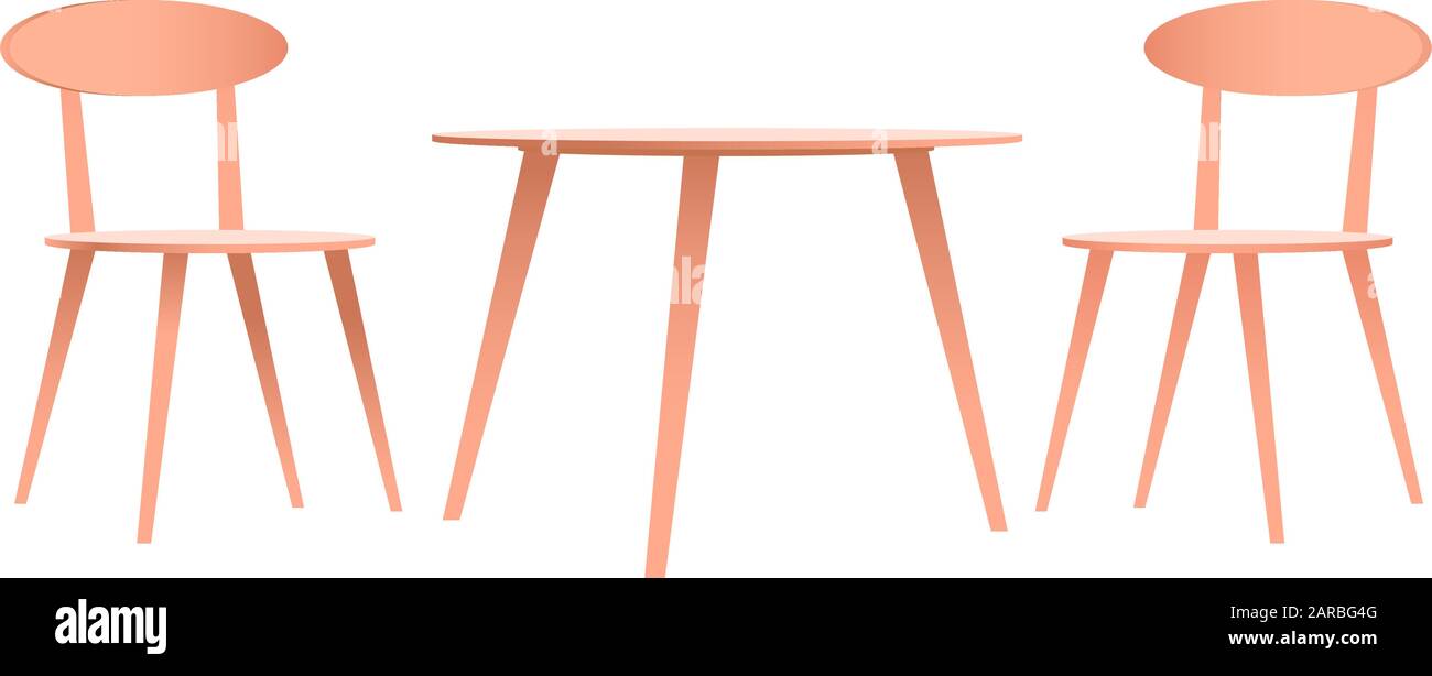 A simple wooden table with three legs and two chairs. Suitable for cafe ...