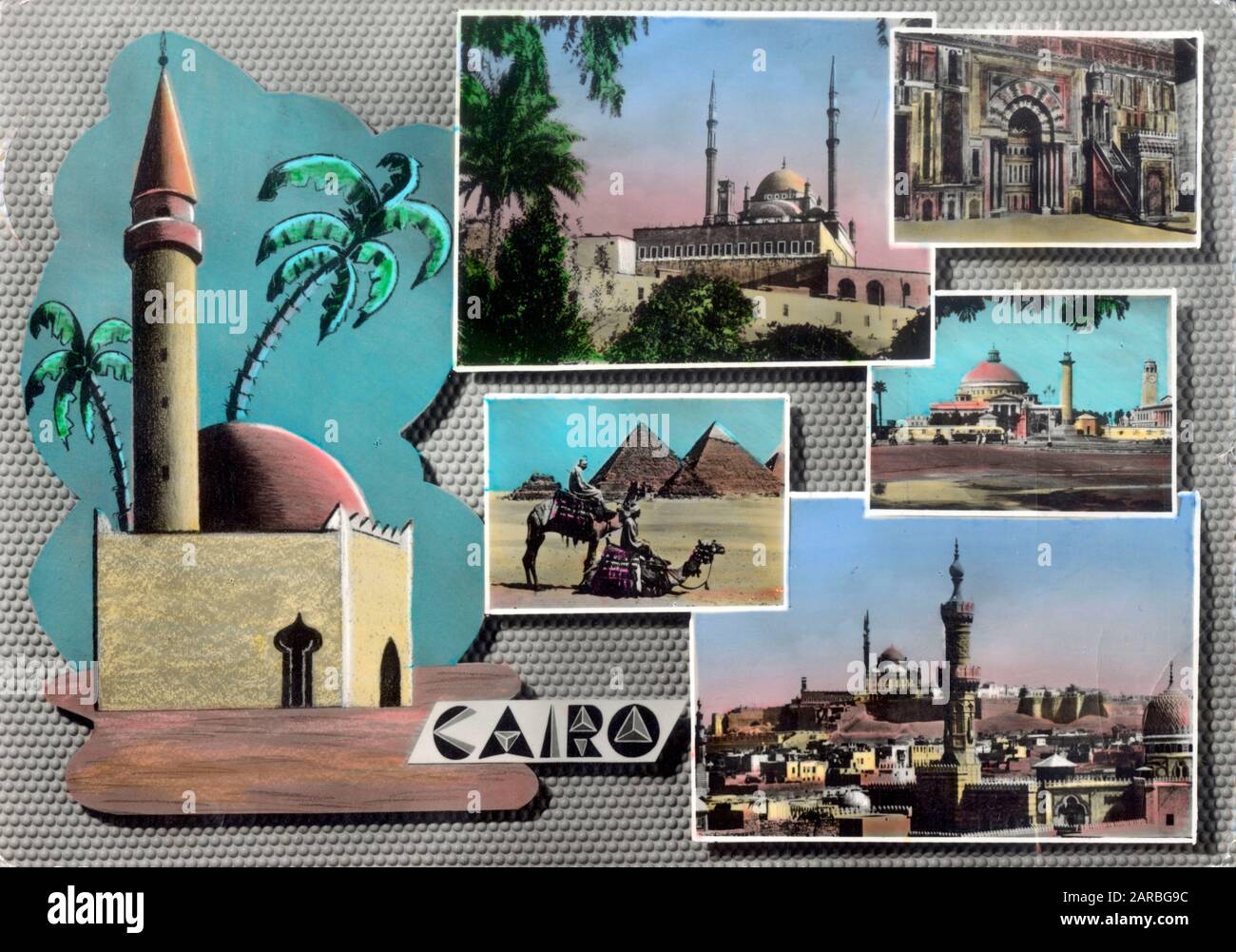 Scenes of Cairo, Egypt on a Tourist postcard Date: 1950 Stock Photo - Alamy