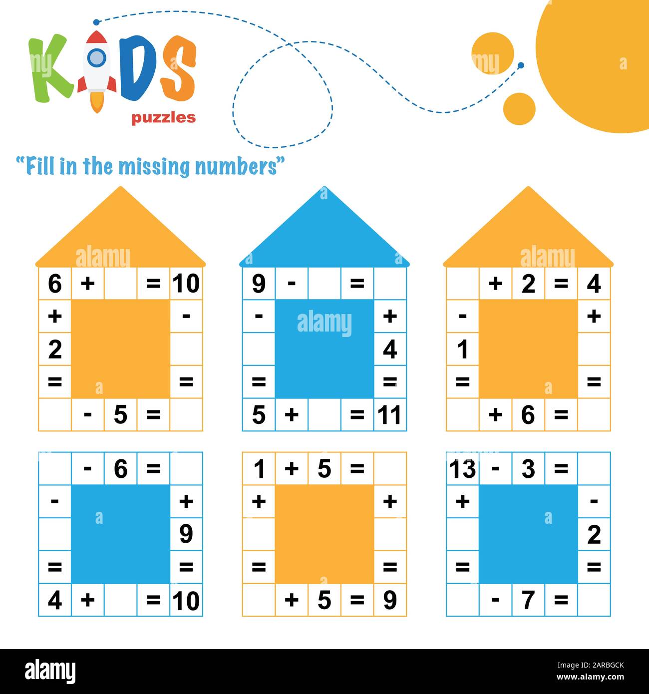 Fill in the missing numbers. Easy colorful math crossword puzzles for ...
