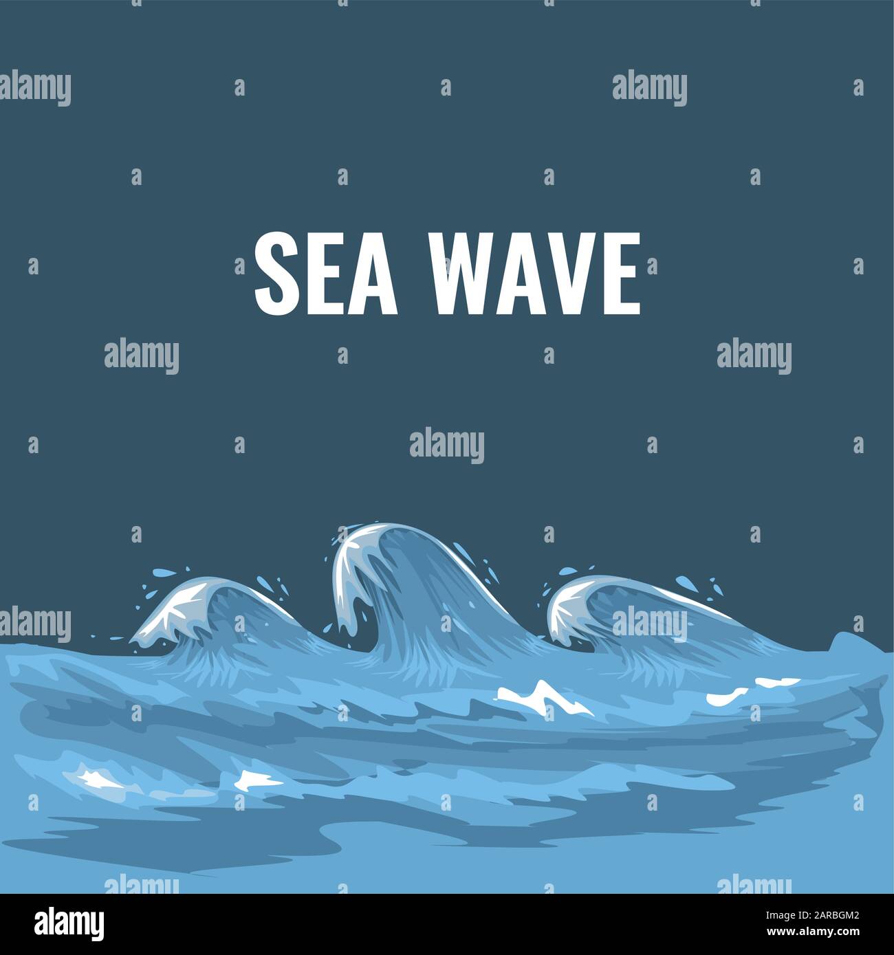 Ocean wave illustration with cartoon style. Flat and solid color Vector ...