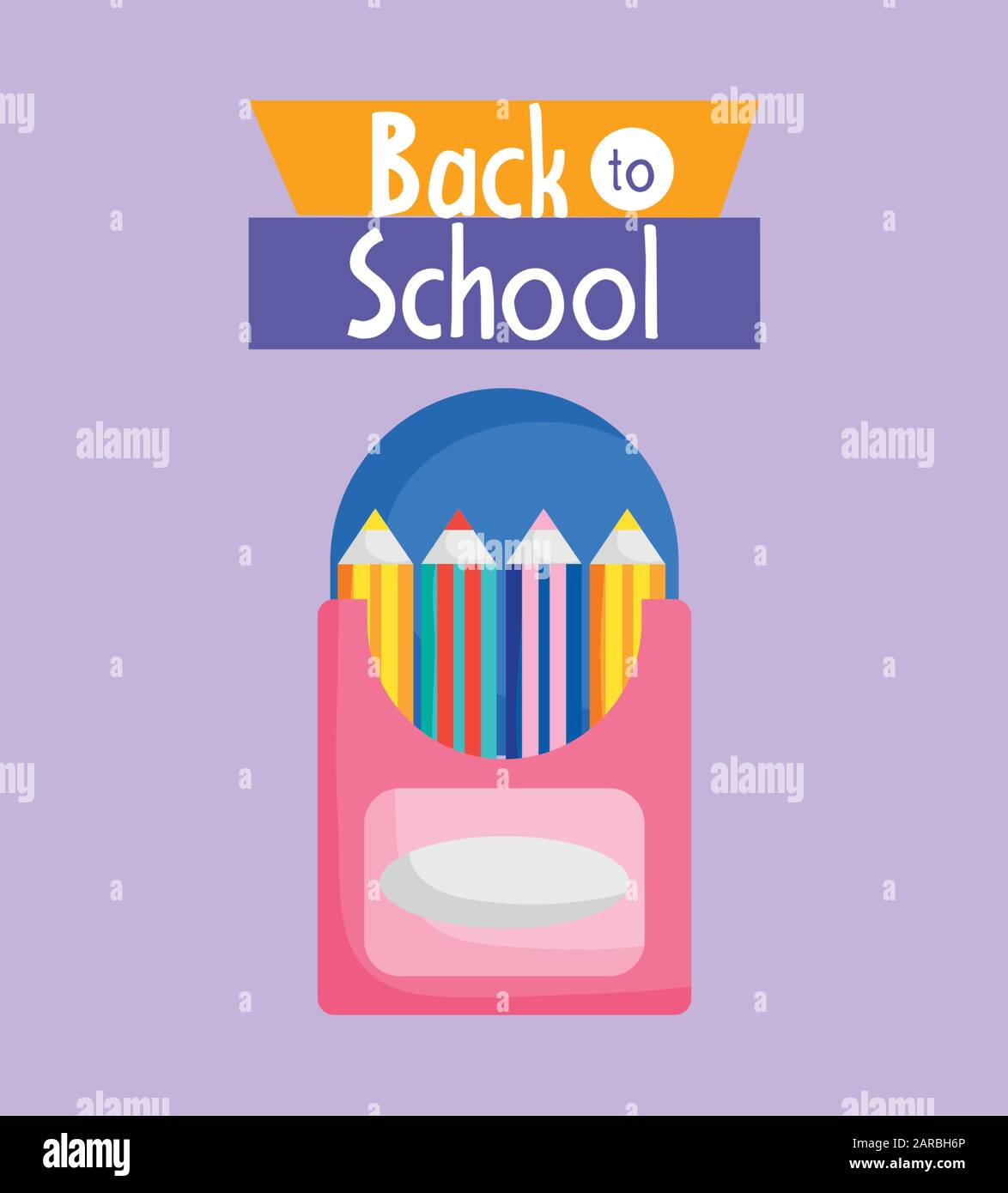 back to school education colored pencils in box supply vector ...
