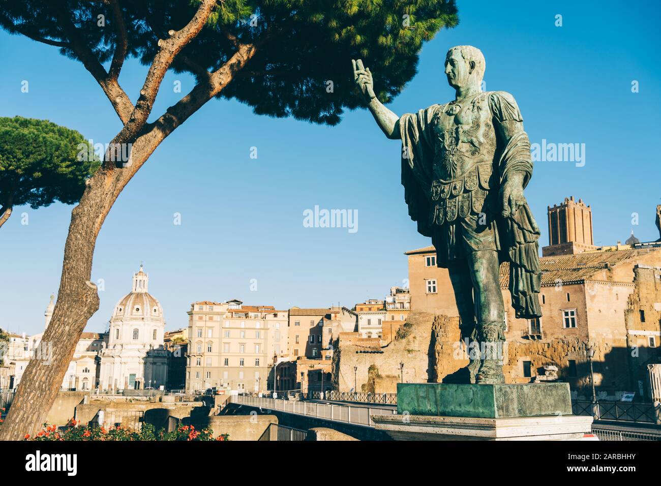 Rome, Italy - Dec 31, 2019: Bronze statue of Emperor Nerva (30 AD-98 AD ...