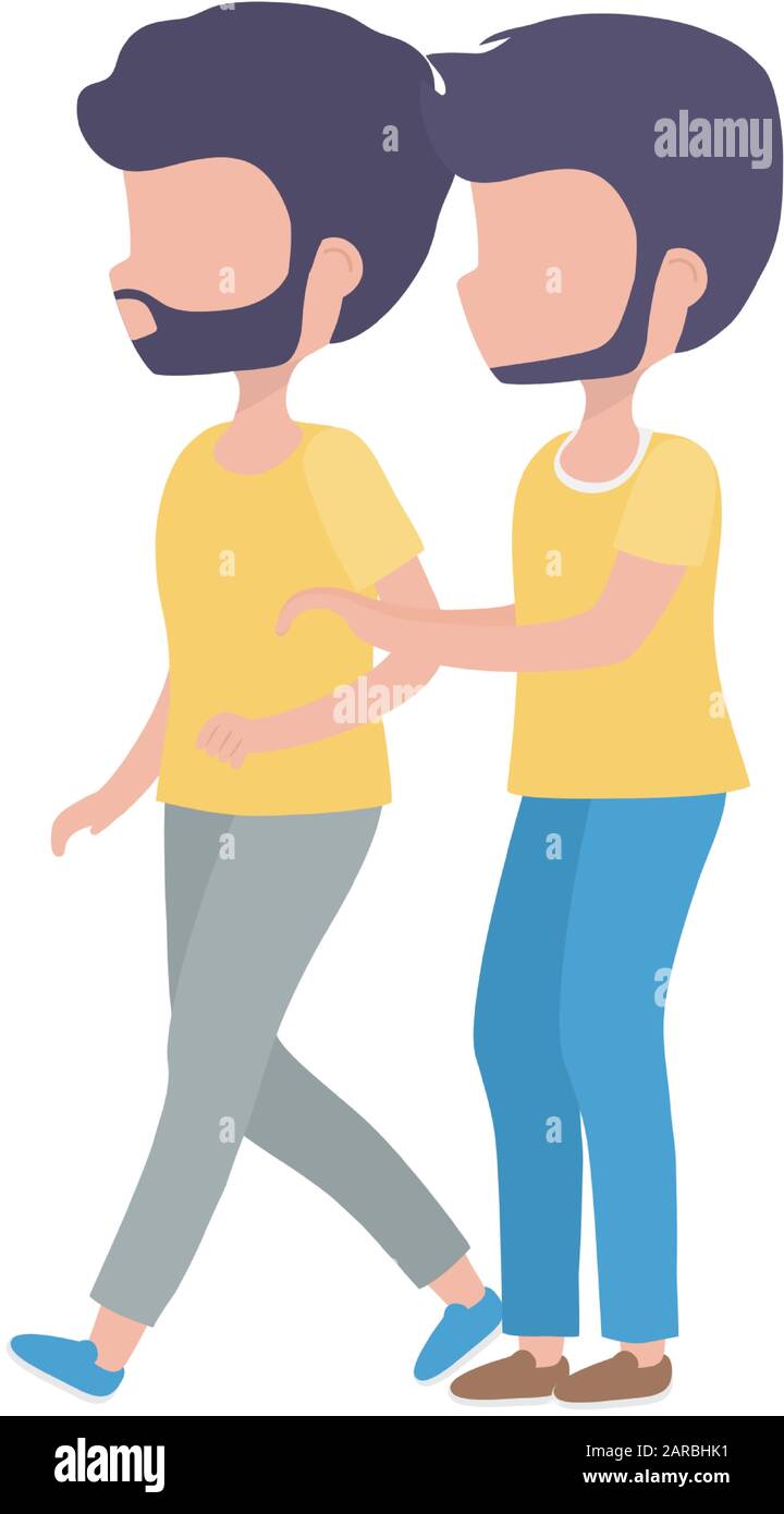 men young characters walking cartoon vector illustration Stock Vector ...
