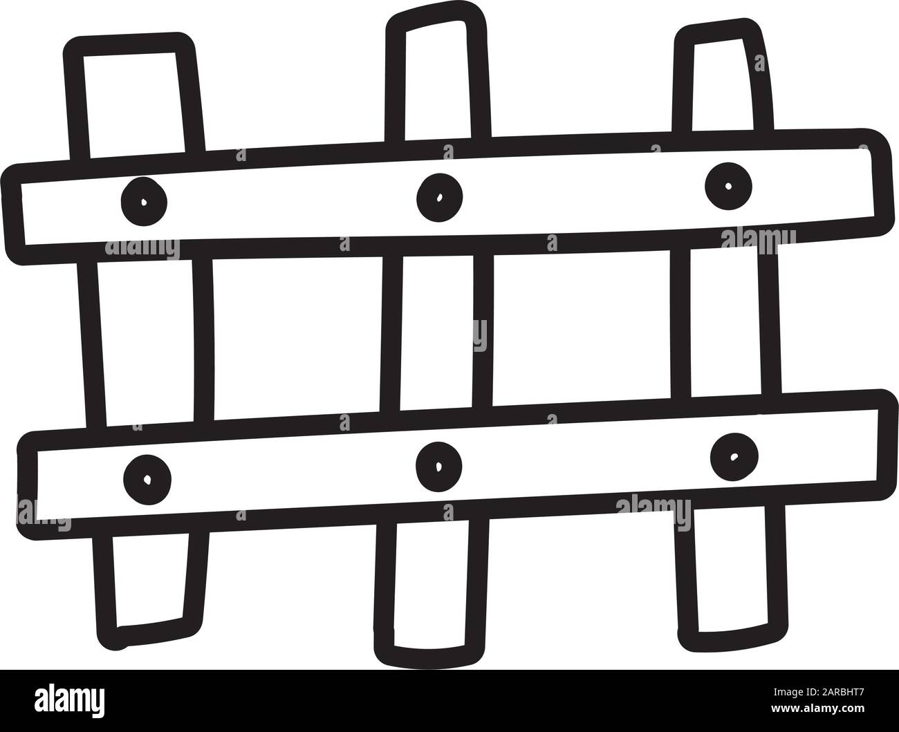 wooden fence protection barrier cartoon vector illustration thick line ...