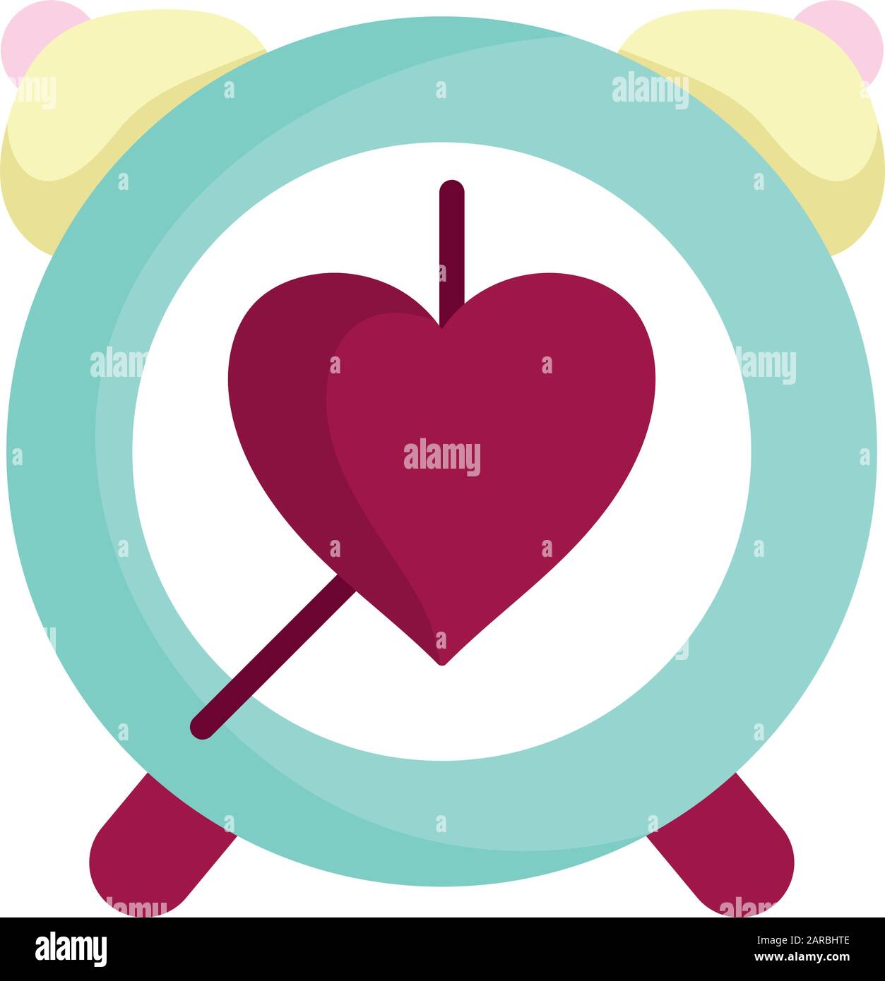 happy valentines day, alarm clock time heart love romance vector ...